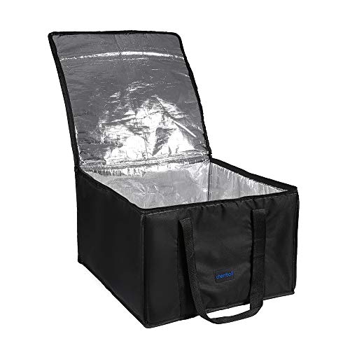 【90L設計、軽量化で】展開サイズ：51.5×51.5×35cm、で僅か740g。この配達バッグは90L大容量の設計で、18インチのピザボックスを7つ収納できます。ピザの箱、カレー、インド料理、中華などの持ち帰り用の食べ物を運ぶのに最適です...
