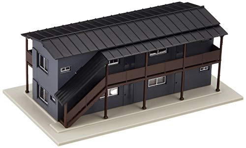 まるで違う物件!？リノベーション済みアパート登場!屋根の色はブラック、外壁はダークグレーのアパートです。2階建て4世帯が入居できるタイプです。アパート名、ドアなどを表現する新規デカール付属。※鉄道模型はレールより給電するシステムです。走行、...