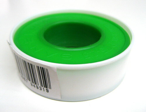 商品のパッケージは予告なく変更することがあります。 ●水栓やパイプの根元のネジに向かって右に巻いて使用。 ●テープ1mで水栓（呼び13）を3個程度取付可。 ●材質 PTFE サイズ：0.1mm×13mm×15m　