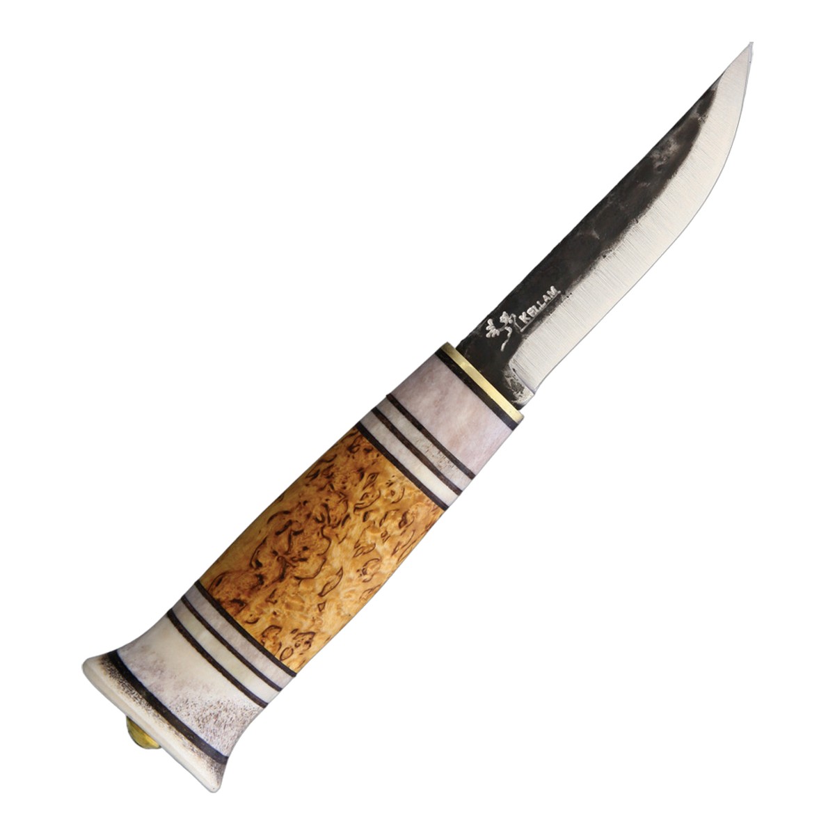 ■KELLAM KNIVES【ケラム ナイブス】■ ボレアリス 【カーボンスチール】【カーリーバーチ トナカイ】Borealis ■新品■ 北欧の伝統的スタイル　「ボレアリス」 ●カーボンスチール・ブレード ●カーリーバーチ＆トナカイ・ハン...