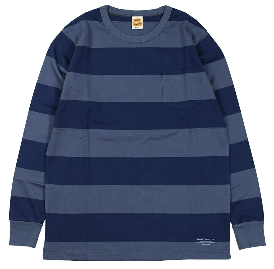 商品情報商品説明/素材TROPHY CLOTHING -WIDE BORDER L/S TEE- ・Denim幅広の3インチ設定した2配色ワイドボーダー L/S Tee。ミディアムオンスのコットンコーマ天竺は柔らかく非常に肌触りの良い生地感...