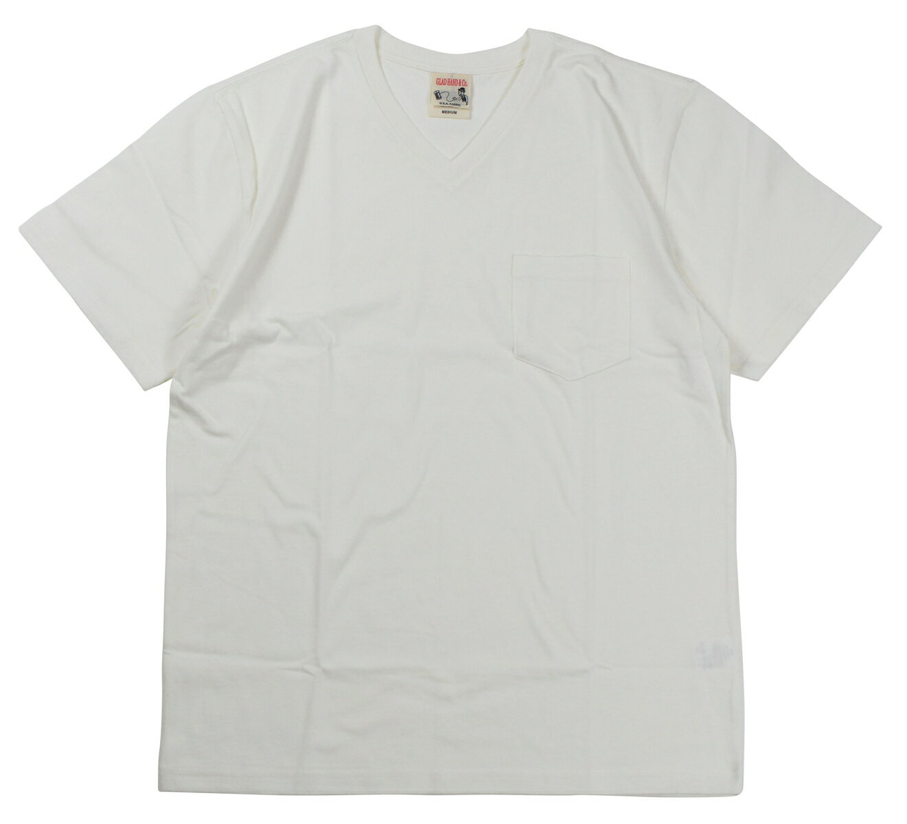 商品情報商品説明/素材GLAD HAND -STANDARD V-NECK T-SHIRTS- ・WHITE・GLAD HAND-06・綿100％コットン100％のU.S.A生地を使用したVネックTEEになります。左胸にポケットが付きます。...