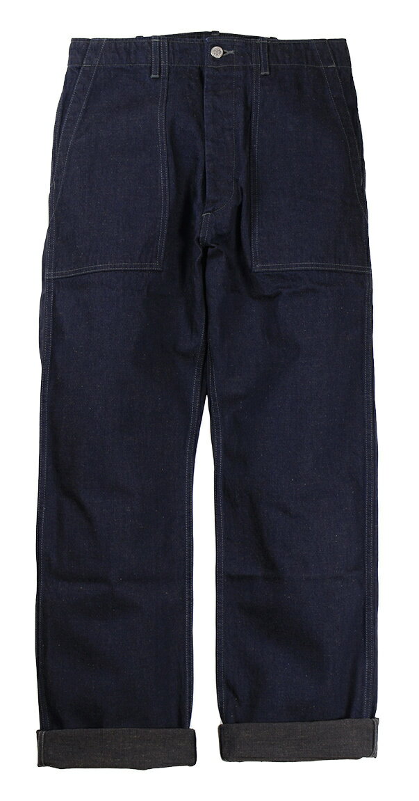 商品情報商品説明/素材TROPHY CLOTHING -MIL DENIM BAKER PANTS- -Indigo-インディゴ10番単糸に横色ブラウンネップ10番単糸を打ち込んだオリジナルミルデニムを使用。横糸のブラウンの存在によりナス紺...