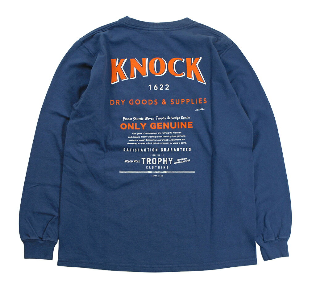 TROPHY CLOTHING [-KNOCK 別注 5th Anniversary LS Tee- Blue size.S,M,L,XL] トロフィークロージング 正規販売代理店 日本製 ノック 5周年記念 数量限定 コラボレーション T...