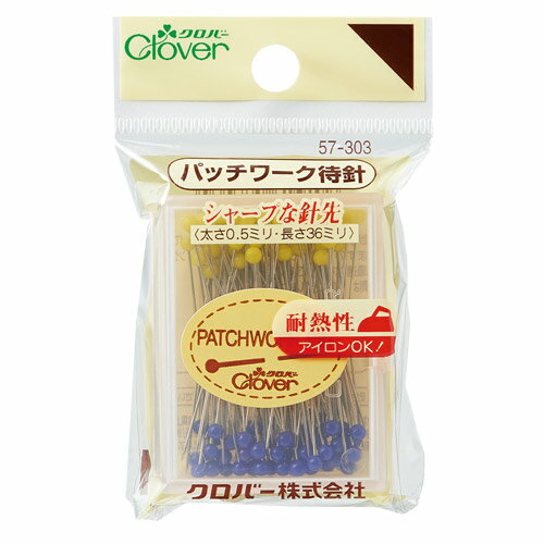 商品特徴内容約100本入　太さ約0.5mm　長さ約36mm【シャープな針先で布通り抜群】 クロバー　パッチワーク待針 細くて丈夫な待針。頭はアイロンの熱にも安心のガラス製です。 クロバー　パッチワーク待針　細はこちら ※お取り寄せとなります...
