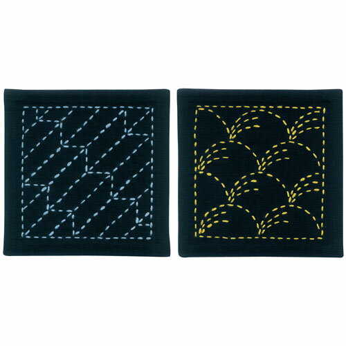 商品特徴 内容刺し子糸・刺し子布（紺）・刺し子針・刺し方説明書 完成サイズ約縦10cm×横10cmオリムパス　刺し子スターターキット　矢羽根・野分（やばね・のわき） 日本の伝統刺繍である刺し子の技法を、かんたんなコースターづくりを通して学び...