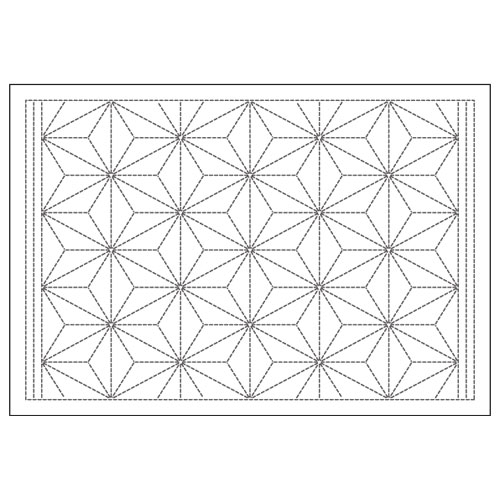 商品特徴 内容晒木綿（藍・図案プリント済）　1枚、説明書 完成サイズ約縦31cm×横45cm 難易度初級〜中級者向け 生産国日本オリムパス　刺し子　ランチョンマット　布パック　麻の葉　藍（糸別売り） 水で消える図案がプリント済のランチョンマ...