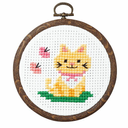 商品特徴キット内容25番刺繍糸（綿100％）、No.3000布＜ジャバクロス中目＞（綿100％）、クロス針、おしゃれフープ、カラー図案付説明書 額内径約10.5×10.5cm 生地色オフホワイト 難易度初級者向け 製作時間目安3〜4時間【刺...