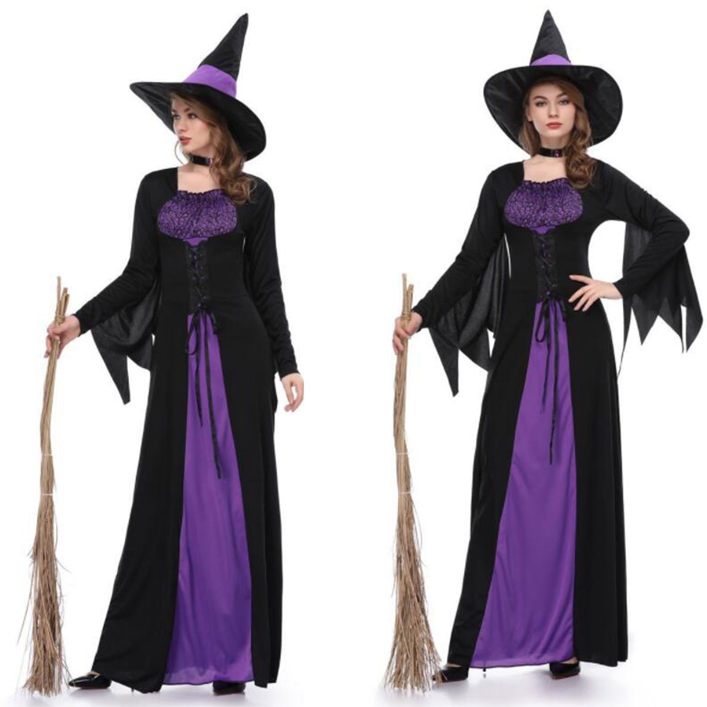 商品詳細 大人コスチューム 長袖ワンピース ハロウィン衣装 魔女 変装 商品内容 ワンピース+帽子+チョーカー サイズ S バスト80-92　ウエスト68-80　袖丈62　着丈151 M バスト84-96　ウエスト72-84　袖丈63　着丈...