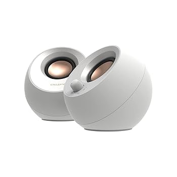 【中古】Creative Pebble V3 ホワイト 入力切替（USBオーディオ/Bluetooth/3.5mmピン入力） Bluetooth 5.0搭載 8W RMS ピーク出力16W USB Type-C/Type-A アクティブ ス...