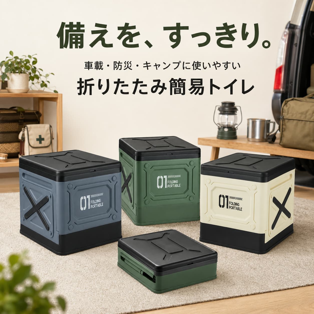 商品概要 防災、断水、車中泊、キャンプなど、トイレを使用しにくい場面に備えられる折り畳み式簡易トイレセットです。 使用しないときは薄く折り畳めるため、車のトランクやベッド下、防災用品収納スペースなどに保管できます。 腰掛けて使用する洋式タイ...