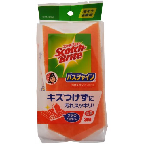 「スコッチ・ブライト バスシャイン 抗菌スポンジ M型3層」は、 落ちにくい湯アカもラクに落ちる、キズをつけにくい特殊研磨粒子のスポンジです。 M型の先端が、風呂フタの凹みや角にピタっとはまる。 特殊研磨粒子はポリ・ホーロー・ステンレスなど...