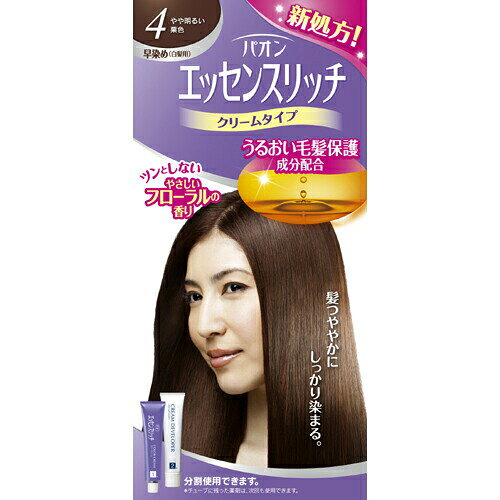 商品区分：医薬部外品【パオン エッセンスリッチ クリームタイプ 4の商品詳細】●うるおい毛髪保護成分配合植物由来のうるおい毛髪保護成分配合。つやのある美しい髪色に。●アンモニア無配合でツンとしないやさしいフローラルの香り●クリームだから髪に...