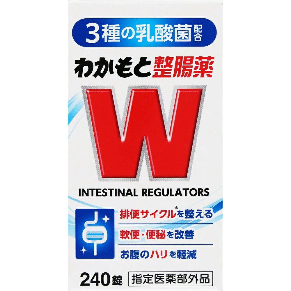 ■製品特徴『わかもと整腸薬』は、乳酸菌3種配合の整腸薬です。・2種類のビフィズス菌が、主に大腸で悪玉菌の増殖を抑えて、おなかの調子を整えます。・ガッセリ菌が、主に小腸で悪玉菌の増殖を抑えて、おなかの調子を整えます。・1回2錠（15歳以上）の...