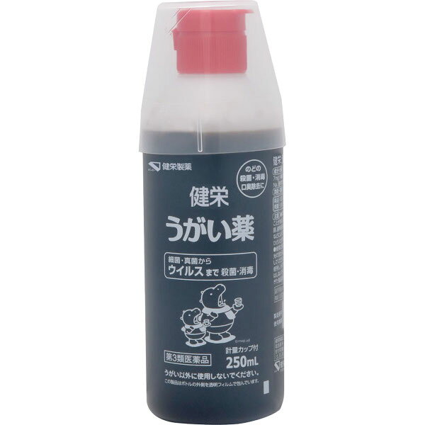 ■製品特徴のどの殺菌・消毒、口臭除去にポビドンヨードを有効成分とするうがい薬です。■内容量250ml■剤形外用液剤■効能・効果口腔内及びのどの殺菌・消毒・洗浄、口臭の除去■用法・用量1回、本剤2〜4mLを水約60mLにうすめて、1日数回うが...