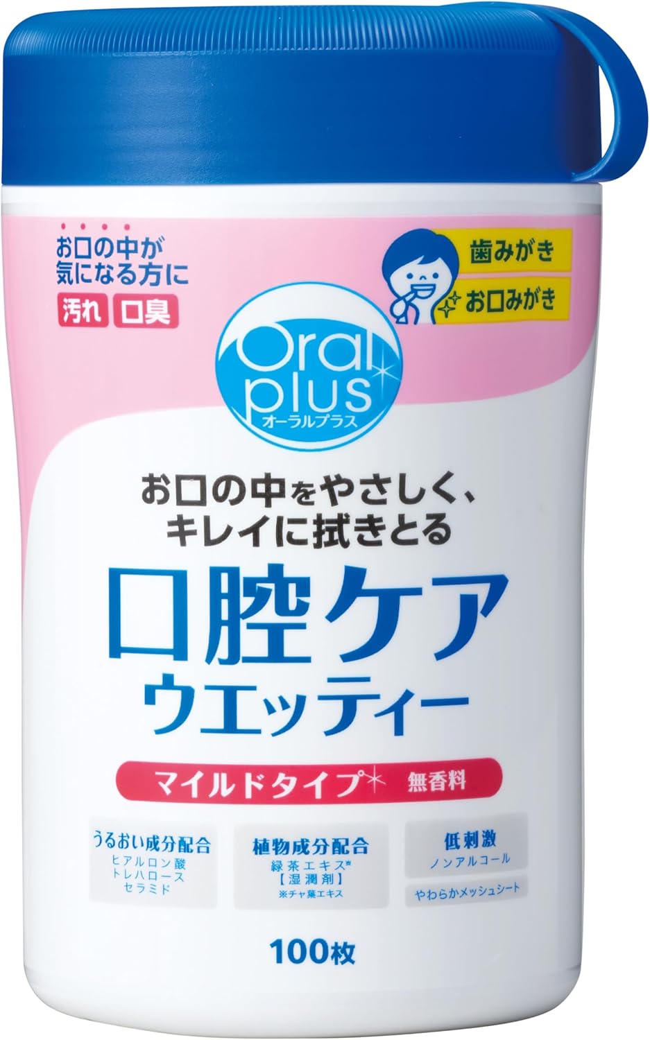 製品の特徴 ●拭き取ることでお口の中を清潔にし、口臭を予防する口腔ケア用のウエットティシュです。 ●うるおい成分(ヒアルロン酸・トレハロース・セラミド)、キシリトール（甘味剤）配合。 ●ノンアルコールで低刺激。 ●無香料でマイルドな口あたり...