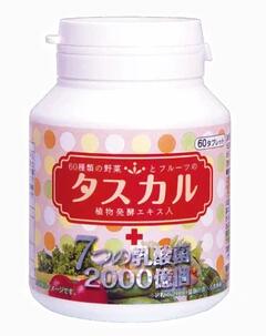 製品の特徴 ●スカルチュアブル (TASUKARU TABLET)は、7種類の乳酸菌と60種類の野菜や果物を発酵させた酵素を配合したチュアブルタイプの健康補助食品です。 1日2粒で、ヨーグルト200個分（2000億個）の乳酸菌を手軽に摂取す...