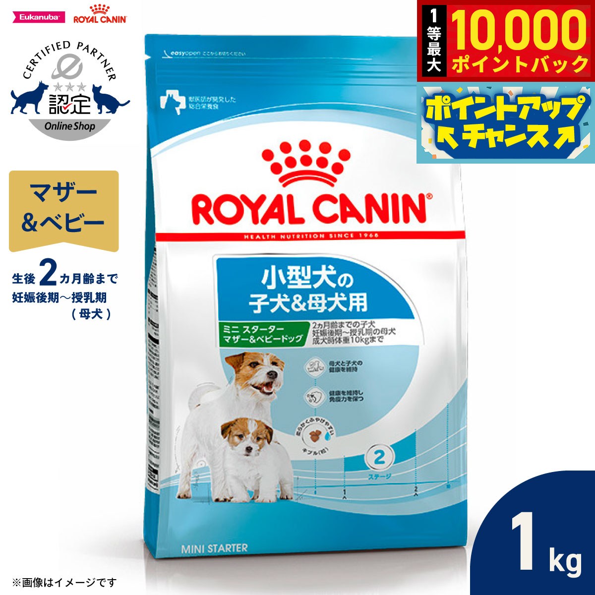 『ミニ スターター』は、妊娠後期から授乳期における母犬の高いエネルギー要求量を満たす特別な栄養設計で、子犬の健康な成長をサポートします。ビタミンE、Cを含む栄養バランスにより、子犬の健康を維持し、免疫力の発達をサポートします。プレバイオティ...