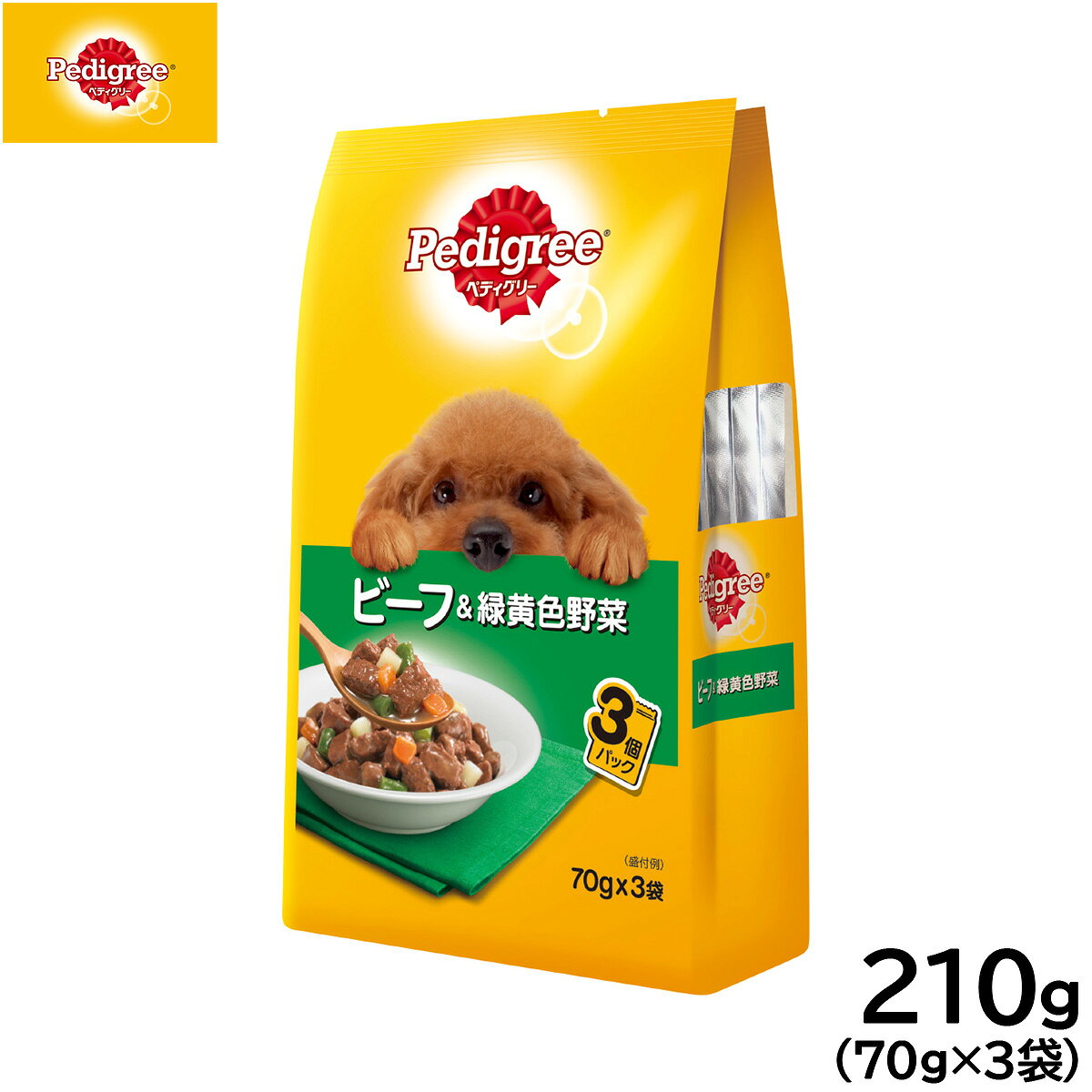 愛犬に必要な栄養がきちんとつまったバランスの取れた総合栄養食です。愛犬の大好きな旨みたっぷりのビーフに、ビタミン豊富な緑黄色野菜を加えました。商品名ペディグリー ドッグフード 成犬用 ビーフ＆緑黄色野菜ブランドPedigree原材料肉類（チ...