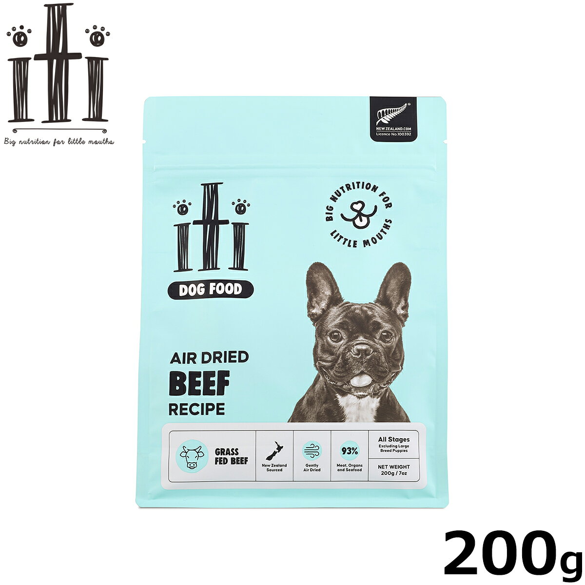 【グルメな小型犬の為の三ツ星ごはん】エアドライ製法で柔らかく食べやすいジャーキータイプに仕上げているので、パピーからシニアまで飽きずに美味しく食べ続けてもらえるプレミアムなごはんです。安心・安全なニュージーランド産の「ビーフ」は高たんぱくで...