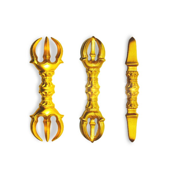 アンチモン製で適度な重みがあります。 密教法具は祈祷の際に煩悩を振り払う法具として用いられるものです。身近に置いておくと厄除け・災難除けになるといわれます。 仕様独鈷×1 三鈷×1 五鈷×1 各寸法9cm アンチモン製 桐箱入り 生産国日本...