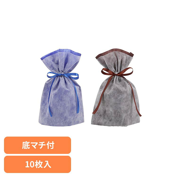 ■商品サイズ（cm）幅約24×奥行約12×高さ約36■商品重量約18g■材質PP製不織布50g＋20g不織布を2層に重ねたギフト巾着袋です。両脇のリボンを引っ張って結ぶだけの簡単ラッピング。ベースの色の上に薄手の白を重ねることで、やさしく上...