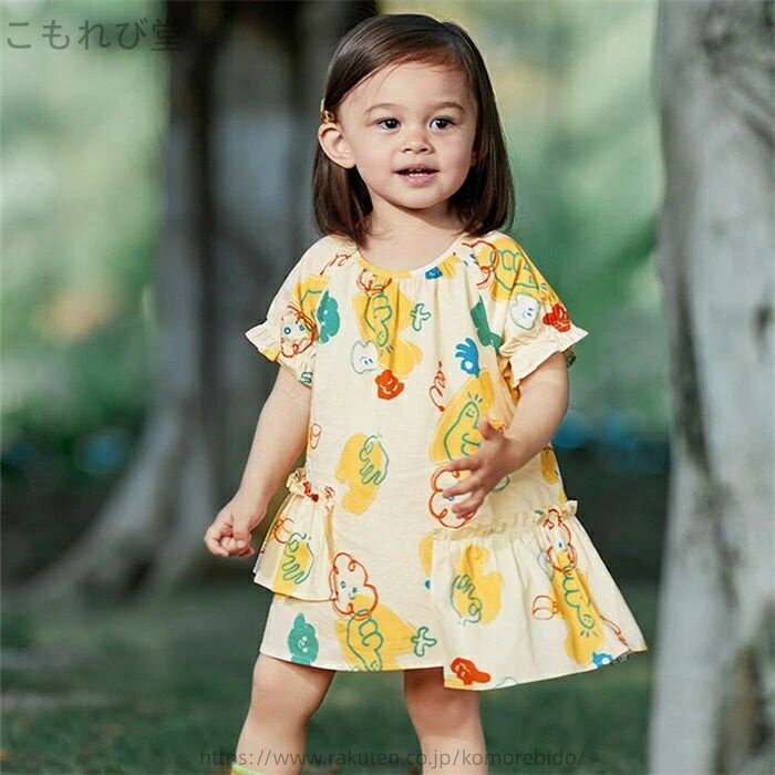 商品情報商品名女の子 綿 コットン ワンピース 短袖ワンピース 子供服 キッズ ベビー 女子ワンピース ジュニア ガールズ 総柄ワンピ かわいい こども服 子ども服 夏服 リゾート 旅行 お出かけ カラーベージュ サイズ80cm 90cm ...