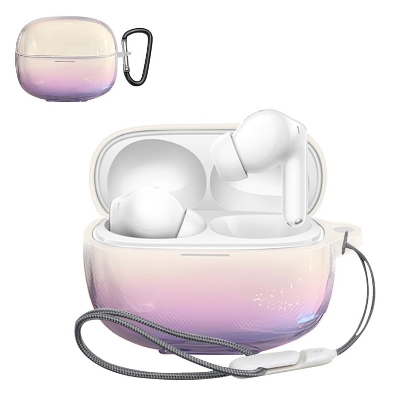For Redmi Buds 8 Pro ケース クリア 透明 ワイヤレスイヤーホン用 TPU素材 充電ケースカバー 完全な保護 落下防止 耐衝撃 防塵 キズ防止 指紋防止 (透明パープル)【適用機種】Redmi Buds 8 Pro モデ...