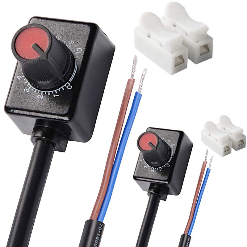 DAOKAI 2個LED調光器DC 0/1-10V ノブ PWM 調光ミニ コント ローラー ロータリー スイッチ圧着端子付き調光LEDドライバ制御インテリアライトの成長ランプ用🎖️【機能】: ノブLED調光器は無段階調光機...