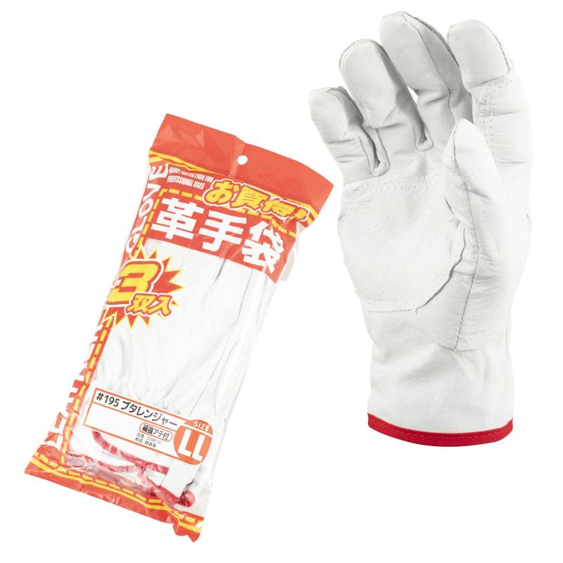 ミタニコーポレーション(MItani Corporation) #195お買得ブタレンジャー(3双入)/豚革手袋・レンジャータイプ・補強アテ付・マジック付/Lサイズ製造国:中国