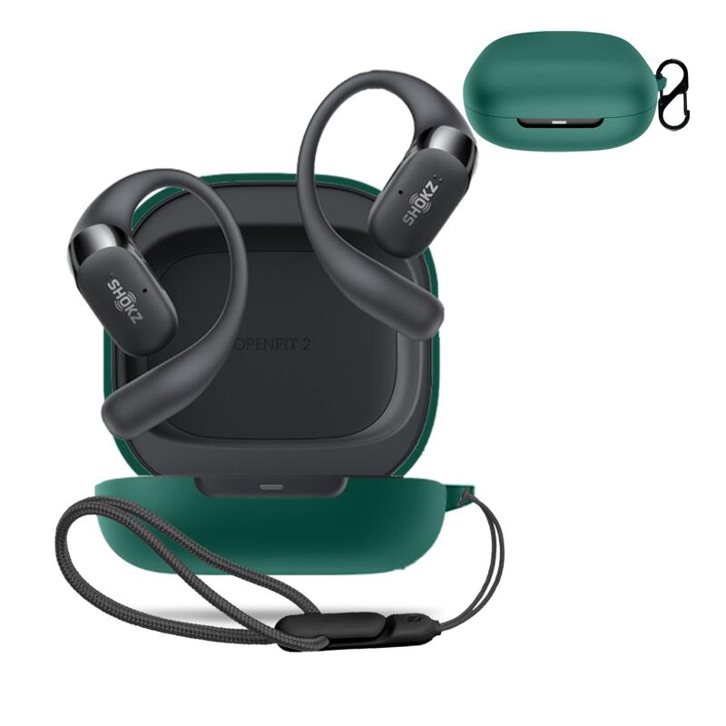 For Shokz OpenFit 2+/Shokz OpenFit 2 用 ケース カバー 【NOUKAJU】 ワイヤレス イヤーホン シリコン 保護ケース （カラビナ付き+ストラップ付き ） 落下防止 キズ防止 耐衝撃 装着充電可能 防...