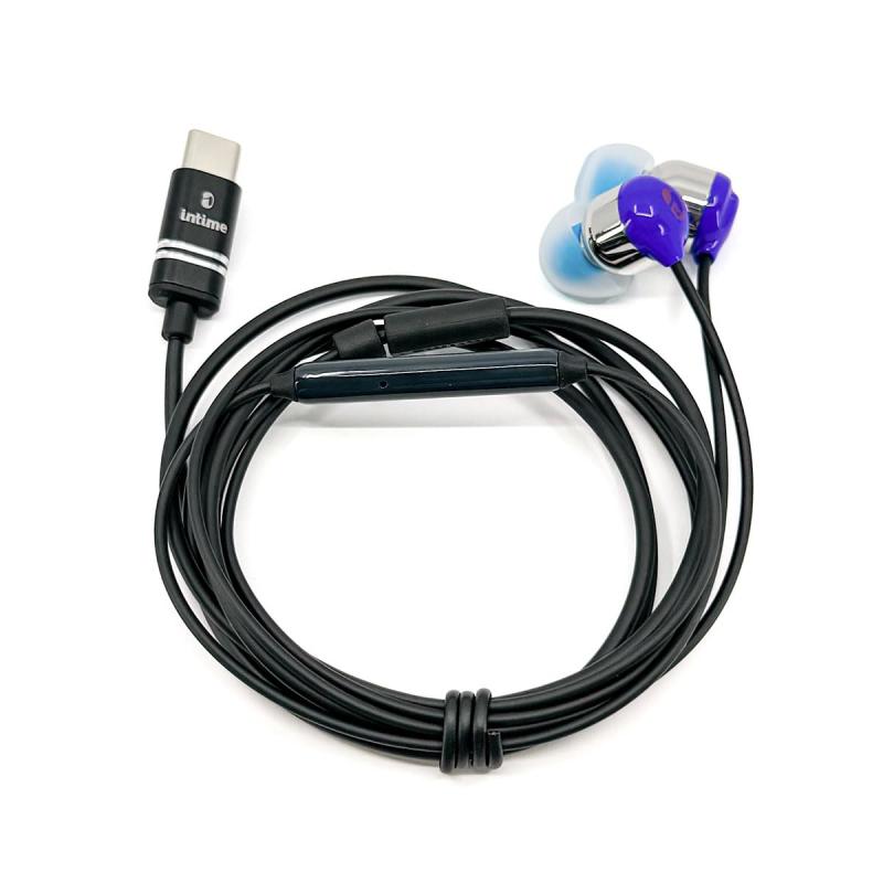 【日本ブランド】 intime(アンティーム) イヤホン 有線 ブルー カナル型 USB TYPE-C (スカイブルー USB-C)【パッケージサイズ】幅 約 90×高さ 約 165×マチ 約 20(mm) 【重さ】約 20g(本体+パッケ...