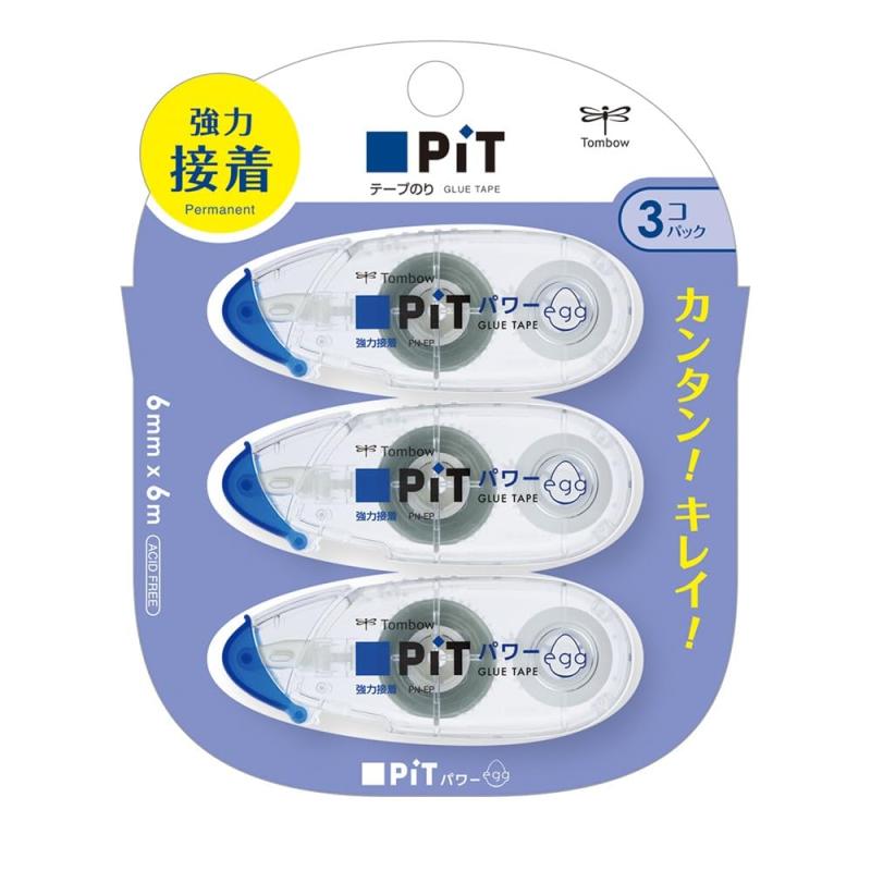 トンボ鉛筆 テープのり 強粘着 PiT パワーエッグ 使い切りタイプ 15個(3個×5パック) HPA-313-5P強力に貼れる「パワーテープ」を搭載した、使い切りミニサイズのテープのり ピットパワーエッグ。コンパクトなエッグ型なので、子ど...