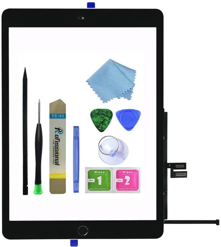 ブラック iPad 9 2021 第9世代タッチパネルデジタイザー 交換対応 A2602 A2603 A2604 A2605 ホームボタン、カメラホルダー、プレインストール接着剤、工具修理キットiPad 9世代画面モデルA2602 A260...