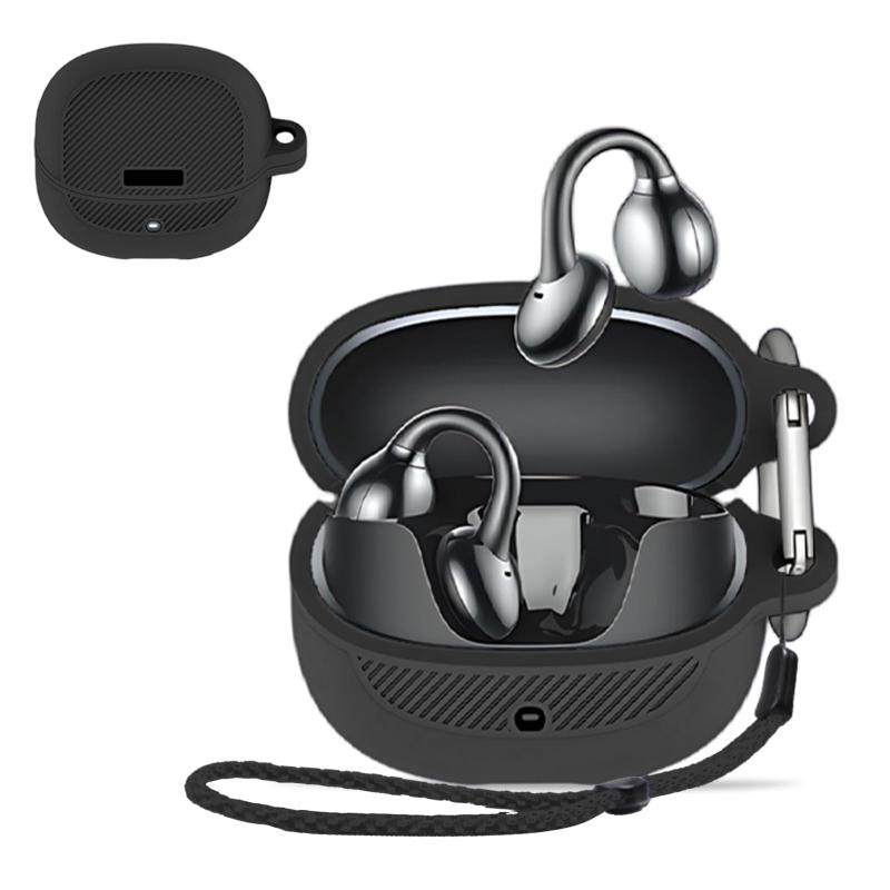 JOYROOM OE3 用 ケース 全面保護カバー シリコンケース 【HUKWIMO】 カラビナ付き 防水 耐衝撃 防塵 装着充電可能 全面保護 キズ防止 JOYROOM OE3 対応インイヤーヘッドホン用ヘッドホンケース [ブラ【対応機種...