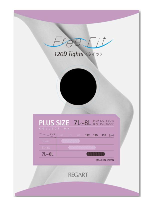 日本製ゆったりタイツ120デニール・3L 4L 5L 6L 7L 8L ・piedo FreeFit（フリーフィット）マチがないのにゆったりはける超のびのび設計の大きいサイズ、ゆったりタイツです。