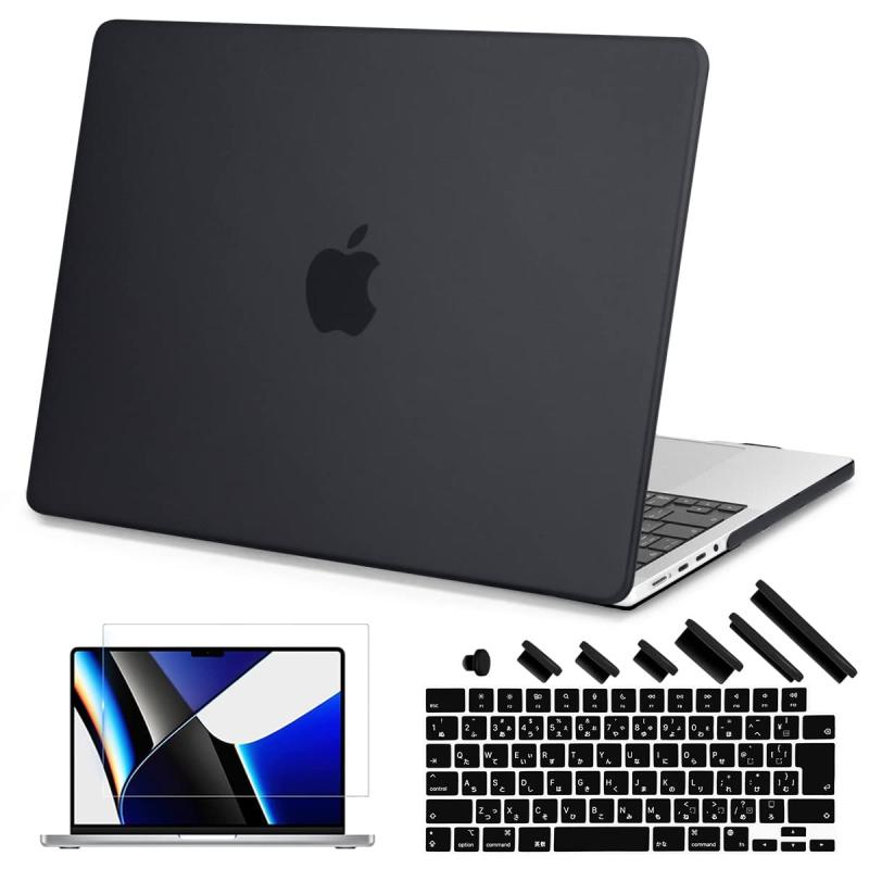 Teryeefi MacBook Pro 14 ケースA2442 M1 Pro/M1 Max 対応, スリム 軽量 耐衝擊 保護カバー＆JIS日本語 キーボードカバー＆液晶保護フィルム &amp; ダストプラグ 2021 MacBook P...