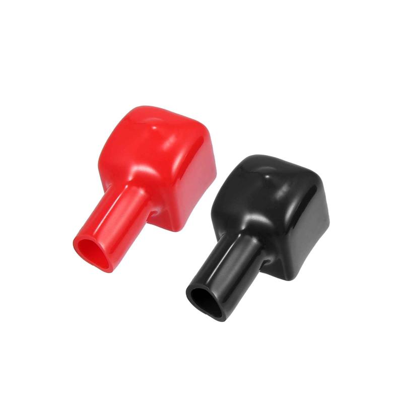 ARISELIFT バッテリー端子絶縁カバー 1組 19mm 0.75インチ 車用バッテリー プラス マイナス トップポストキャップ ユニバーサル オートバイ トラック用 耐久性 PVC レッド ブラックユニバーサルフィット - バッテリー...