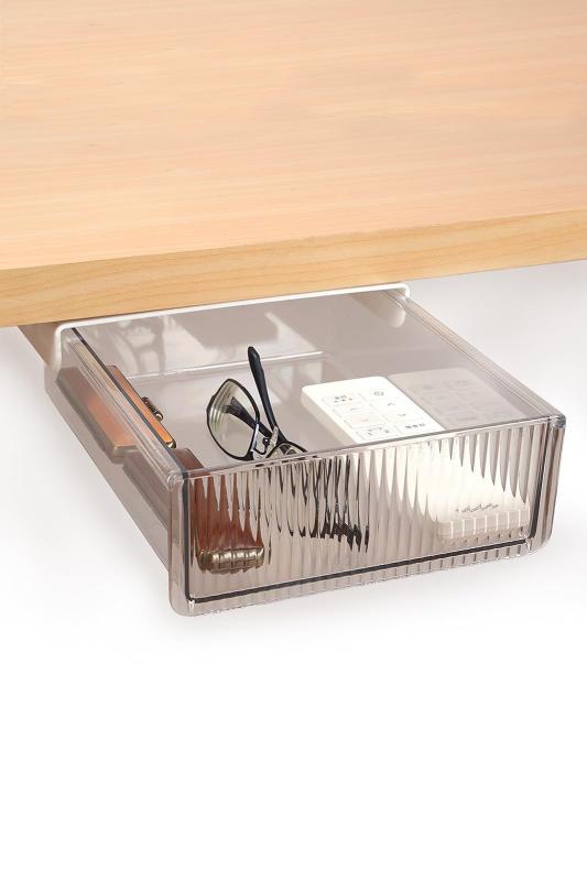 Persiemon 机下 収納 引き出し テーブル下 デスク下 後付け ボックス トレイ 簡単設置 取り付け 強力粘着 ねじ不要 小物 文房具 スプーン類 スペース活用 整理整頓