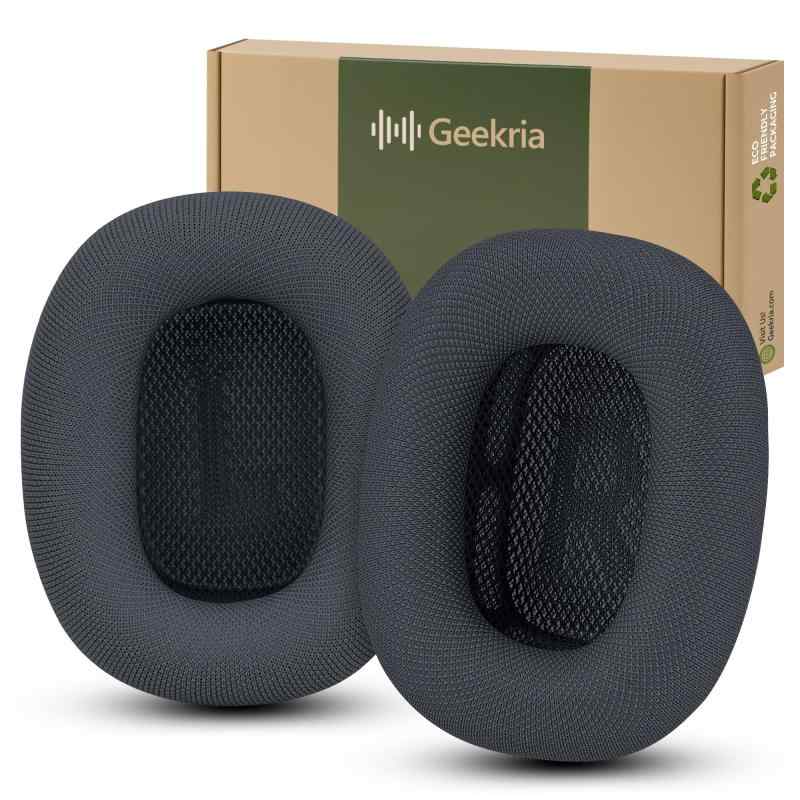 Geekria イヤーパッド Comfort 互換性 パッド アップル Apple AirPods MAX(A2096), AirPods MAX2 (A3184) ヘッドホンに対応 パッド イヤー/イヤーカップ (メッシュファブリック/黒...
