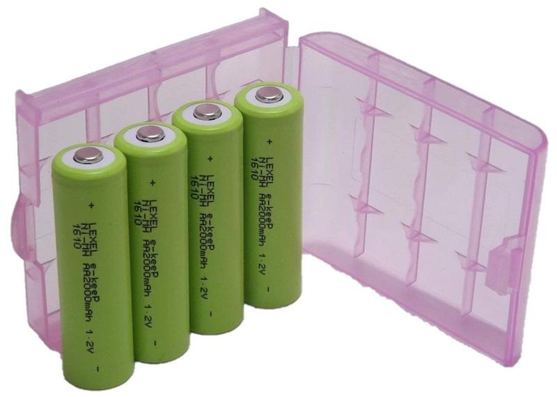 LEXEL 充電式ニッケル水素電池 単3形 4本パック(最小容量1900mAh、約1000回使用可能) ケース付き(色は選べません)低自己放電技術を採用し、国際的な認証を受けている工場で製造された信頼性の高い電池です。充電後1年たっても80...