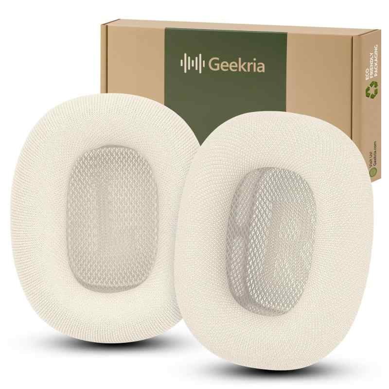 Geekria イヤーパッド Comfort 互換性 パッド アップル Apple AirPods MAX(A2096), AirPods MAX2 (A3184) ヘッドホンに対応 パッド イヤー/イヤーカップ (メッシュファブリック/白...