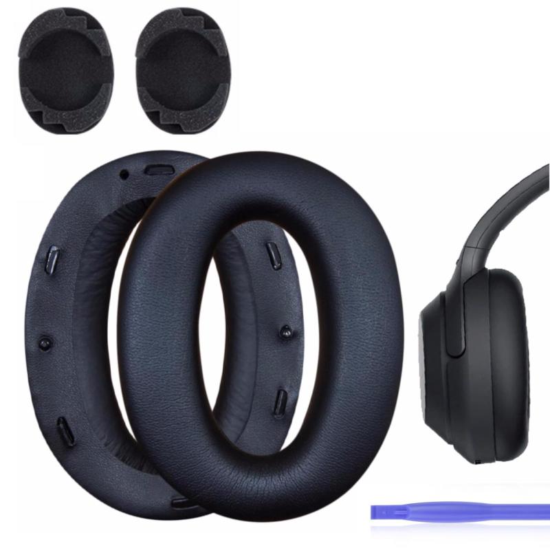 WH1000XM2イヤーパッド交換防音イヤーパッドソニーWH-1000XM2, MDR-1000Xワイヤレスノイズ低減ヘッドホンと互換性-防音スポンジとプラスチックスティック付き【独自の互換性】このイヤーパッドは、WH-1000XM2(WH...