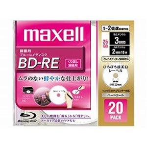 maxell 録画用 BD-RE 25GB 2倍速対応 プリンタブル ホワイト ひろびろ超美白レーベル 20枚入 BE25VFWPA.20S規格:-RE / 容量(GB):25種類:AV用 / 記録面:片面1層 / 2倍速入数:20盤面印刷...