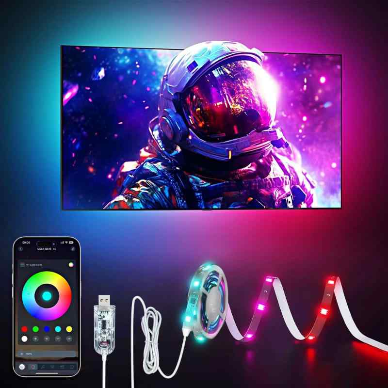 LEDテープライト 流れる 音楽連動 USB式 led light アプリ制御 led strip light RGBICフルカラー 室内用テープライト 間接照明 ハロウィーン・クリスマス・パーティー雰囲気装飾 LEDテープ