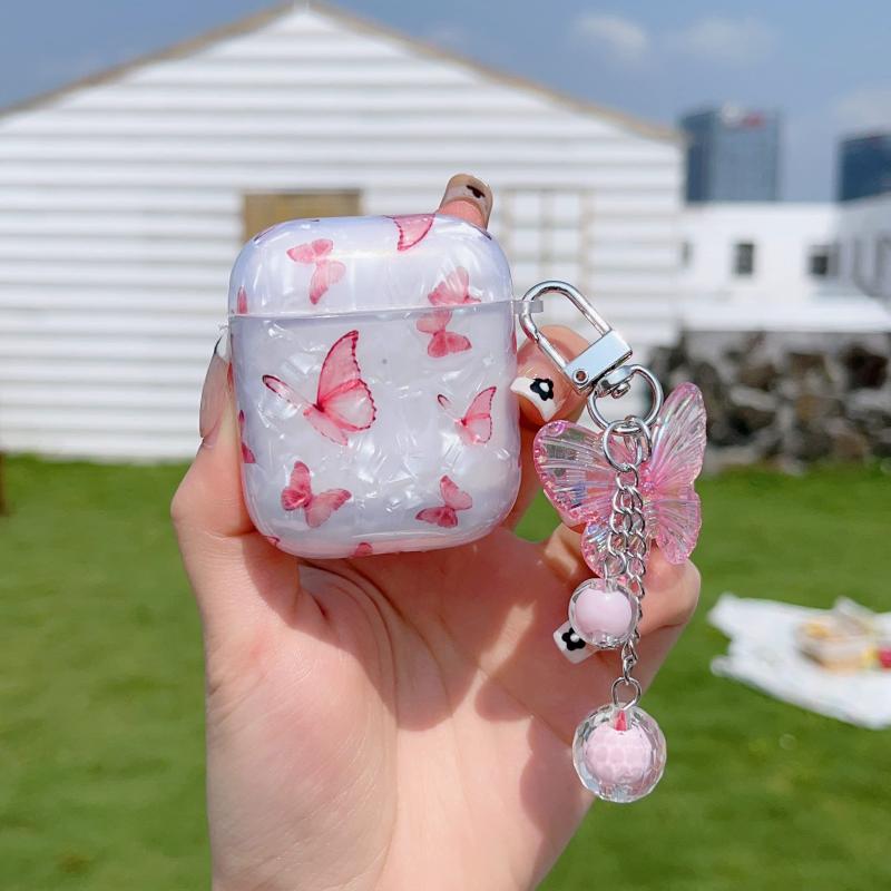 HJXFlying AirPods Pro 3 用 エアポッド 4 3 2 1 対応 ケース シリコン バタフライ 蝶 クリア 可愛い 3D 花柄 透明 Case高品質シリコン: 素材をリニューアルしました高品質のシリコンを採用し、良い柔軟...