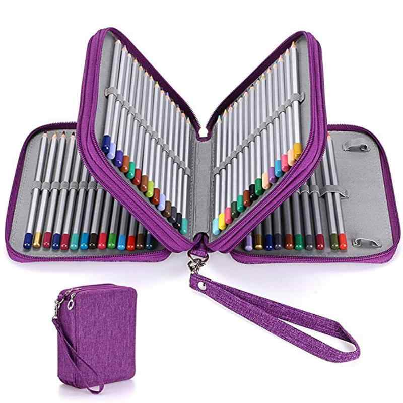 Percy’s Caravan 色鉛筆ケース 大容量 78本収納 ペンケース ブック式 防水 携帯便利 消しゴム収納可【用途向き】 色鉛筆やペン、文房具をまとめて収納でき、学習や趣味に最適【大容量】 78本のペンを1本ずつ固定可能、消しゴム...