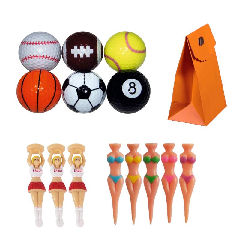 HAMILO ゴルフボール ティー キャディ 水着姿 コンペ景品 面白グッズ ゴルフ用品 3種セットただのゴルフ用品じゃない、ユニークなゴルフグッズのセット：一般的な白いゴルフボールやシンプルなティーとは異なるユニークなデザインのゴルフ用品...
