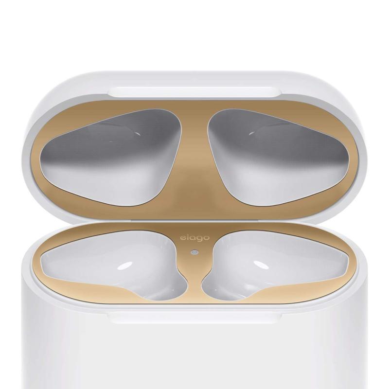 AirPods ダストガード 金属粉 侵入防止 防塵 アクセサリー 18Kコーティング メタリックプレート 2セット elago AirPods DUST GUARD [ Apple Air Pods mmef2j/a エアーポッズ ]