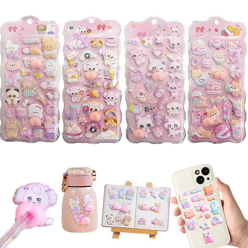 おしりぷにぷにシール かわいい 動物 キャラクター 3D 立体シール ぷにぷに ステッカー おしり かわいい 立体 1/2/4枚セット スクイーズ 女の子向け 携帯電話飾り用 手帳用 日記帳用 子供 大【触感がやみつきソフトな3Dぷっくりシ...